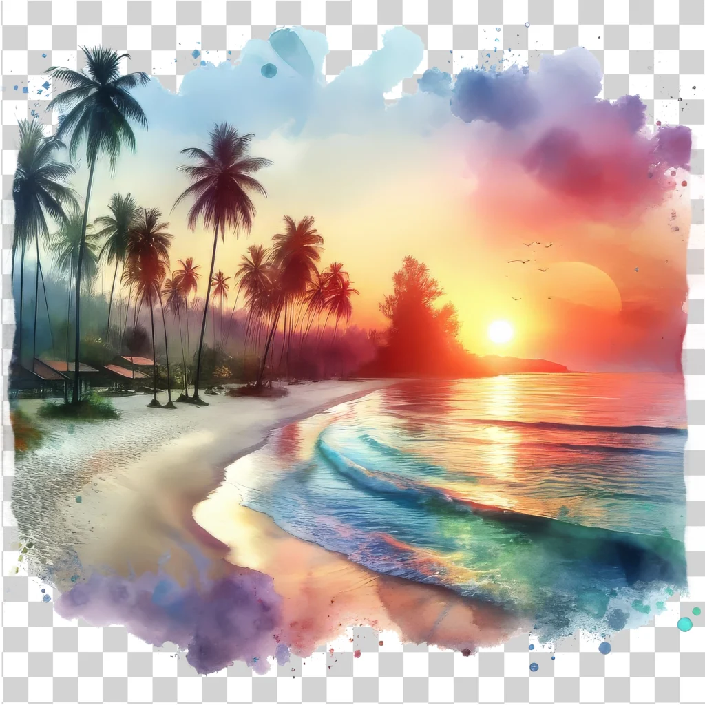 Watercolor Beach Sunset Scenery Clipart Bundle – clipartvibe.com